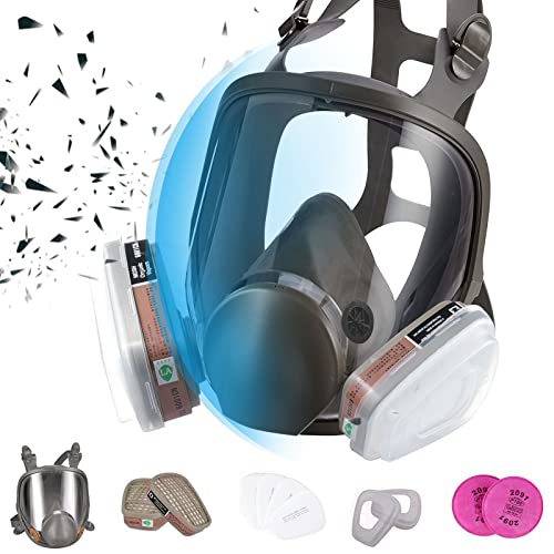UXLXLK Reusable Full Face Cover - Respirаtor with 2091 Đ 100 Filter,Full Face Cover for Paint, Dust and Formaldehyde, Sanding, Polishing, Spraying ďźAgainst Dust,Chemicals