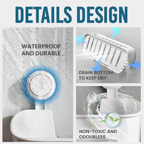 TAILI Suction Shower Caddy 2 Pack, Bathroom Shower Basket Wall Mounted Shower Organizer Shelf for Shampoo, Body Wash, Conditioner, Plastic Shower Rack for Kitchen & Bathroom, Drill-Free Removable