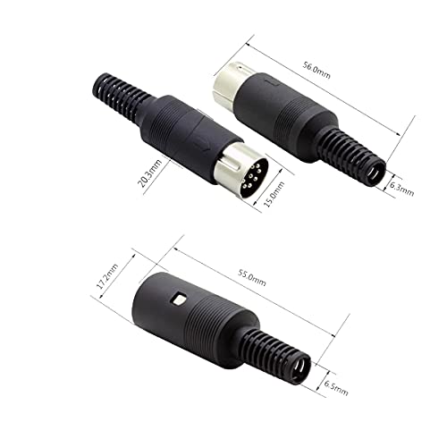LYLGO 2 Pair Black DIN 8 Pin Female Male Adapter Socket Audio AV Connector