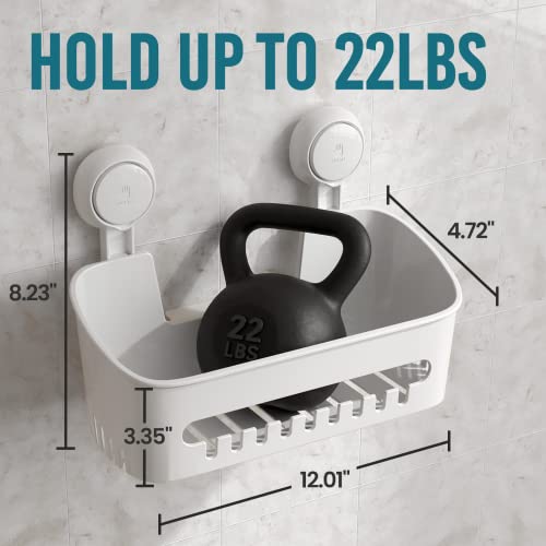 TAILI Suction Shower Caddy 2 Pack, Bathroom Shower Basket Wall Mounted Shower Organizer Shelf for Shampoo, Body Wash, Conditioner, Plastic Shower Rack for Kitchen & Bathroom, Drill-Free Removable