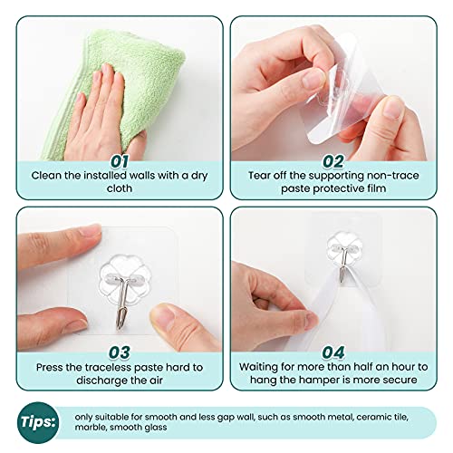 3 Pieces Hanging Laundry Hamper Laundry Bag to Hang Foldable Mesh Hamper Dirty Cloth Basket with Carry Handle Door Net Hampers for Store Cloth, Toy, Camping, Hotel Use