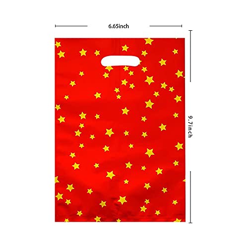 SZEJONAN Bright Colorful Plastic Party Faovr Bags Bulk Goodie bags for Kids Birthday Party (48 Pcs, Gold Stars)