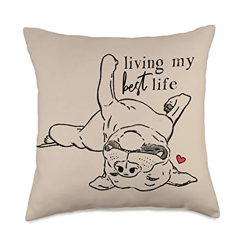 Original Sock Dogs Funny Pit Bull, Smiling Pitbull, Goofy Pittie, Best Life Dog Throw Pillow, 18x18, Multicolor