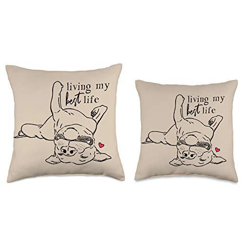Original Sock Dogs Funny Pit Bull, Smiling Pitbull, Goofy Pittie, Best Life Dog Throw Pillow, 18x18, Multicolor