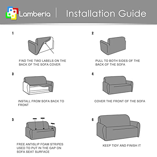 Lamberia High Stretch Sofa Cover for 3 Cushion Couch 4 Pieces Thick &Washable Plush Velvet Sofa Slipcover Couch Cover Furniture Protector for Dogs,Pets&Kids(Sofa-L,Silvergray)