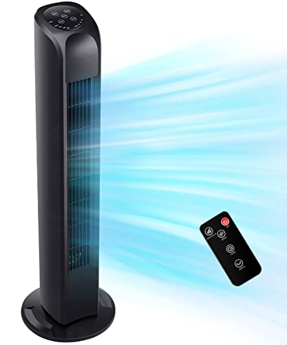 KEGIAN Portable Electric Oscillating Standing Floor Fan for Bedroom with Remote, 3 Wind Speeds 3 Modes, Quiet Cooling for Office,Home, Tower Fan 30" Black…