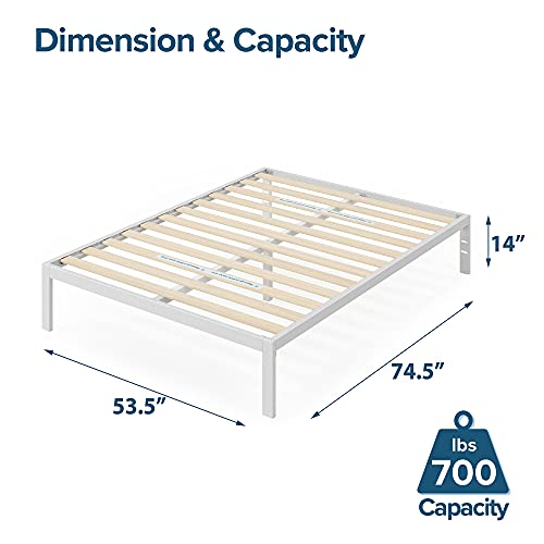 ZINUS Mia Metal Platform Bed Frame / Wood Slat Support / No Box Spring Needed / Easy Assembly, White, Full