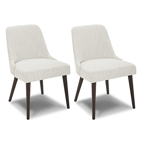 CHITA Mid-Century Modern Dining Chair, Upholstered Fabric Accent Chair,Set of 2, Ivory