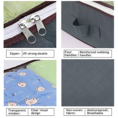 90L Under Bed Storage Containers, Toy Organizers and Wrapping Paper Storage Bags, Underbed Shoes Closet Storage Solution with Clear Window and Reinforced Handles for Blanket, Comforter, Bedding, Clothes, 6 Pack