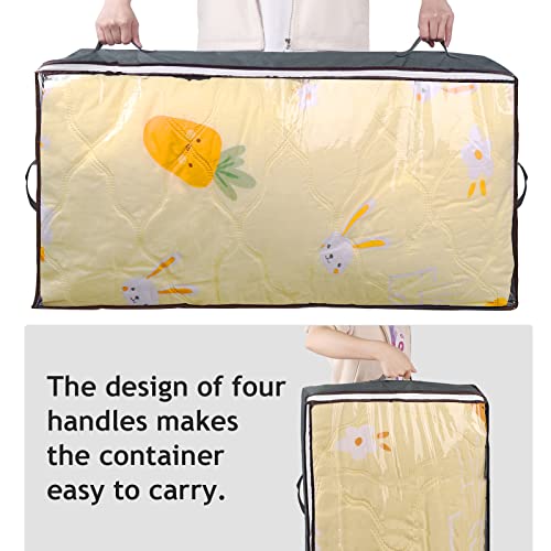 90L Under Bed Storage Containers, Toy Organizers and Wrapping Paper Storage Bags, Underbed Shoes Closet Storage Solution with Clear Window and Reinforced Handles for Blanket, Comforter, Bedding, Clothes, 6 Pack
