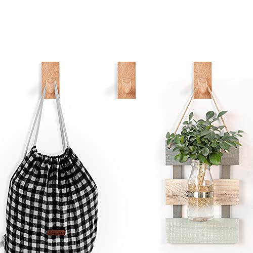 TAOIFY Wood Wall Hooks-(3 Black Walnut Hooks) Handmade Natural Wooden Hooks, Wall-Mounted Hooks, can Hang Clothes, Hats, Hangers, Towels, Heavy Objects