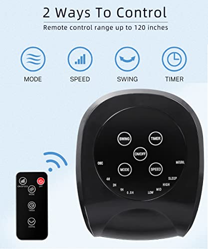 KEGIAN Portable Electric Oscillating Standing Floor Fan for Bedroom with Remote, 3 Wind Speeds 3 Modes, Quiet Cooling for Office,Home, Tower Fan 30" Black…
