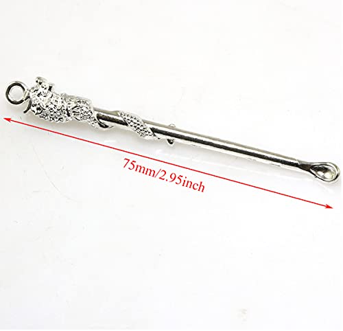 PZRT 2PCS Mini Retro Spoon Shovel Spoon Scoop Necklace Loop Pendant for Filling Vials Silver Color
