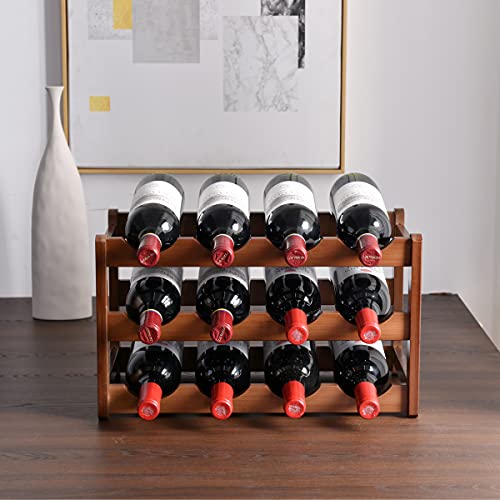 Maydear Multi-Tier Bamboo Wine Rack, Wine Racks Countertop, Freestanding Display Stand Shelves-3 Tier
