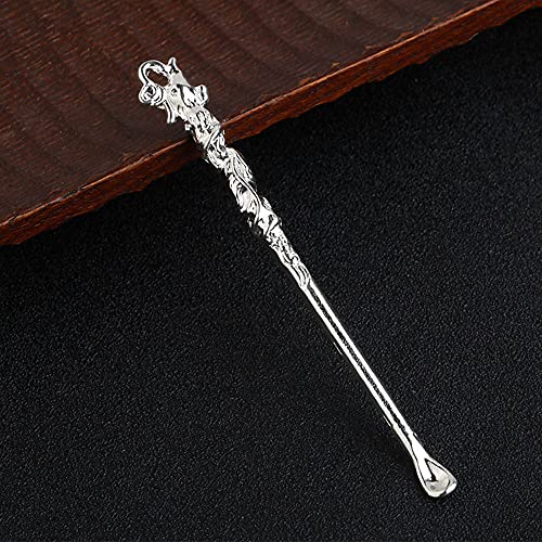 PZRT 2PCS Mini Retro Spoon Shovel Spoon Scoop Necklace Loop Pendant for Filling Vials Silver Color