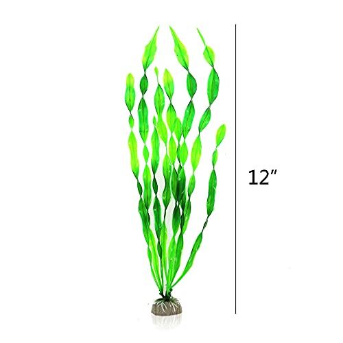 Aquarium Plastic Plants 10 Pcs, 12 Inch Large Artificial Plastic Plants for Fish Tank Decorations, Green