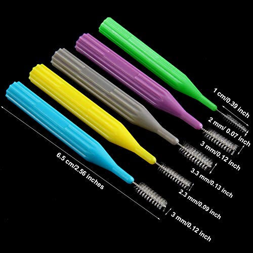 50 Pieces Braces Brush for Cleaner Interdental Brush Toothpick Dental Flossing Head Oral Hygiene Flosser Tooth Cleaning Tool (Light Blue, Purple, Yellow, Gray, Light Green)
