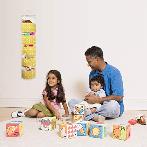 MOTASOM 3Pcs Over The Door Hanging Storage Bag, Waterproof Wall Closet Organizer with 5 Pockets, Linen Fabric Wall Hanging Mounted Organizer Pocket for Room Bathroom Bedroom Kitchen