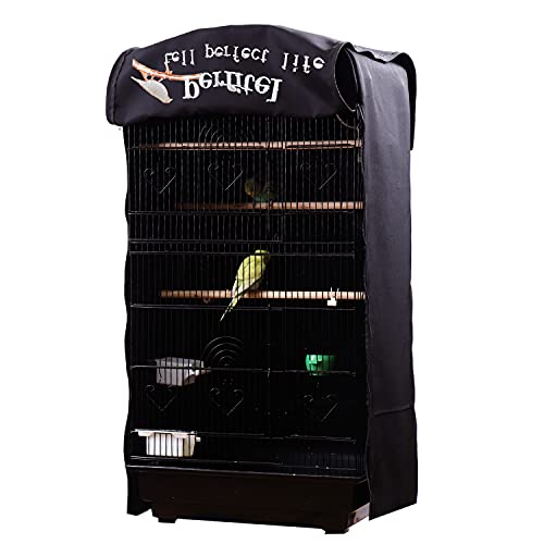 Perfitel Bird Cage Cover(Black) Good Night Birdcage Cover Black-Out Birdcage Cover Durable Breathable Washable Material⦠(18.1Lx14.1Wx36H)
