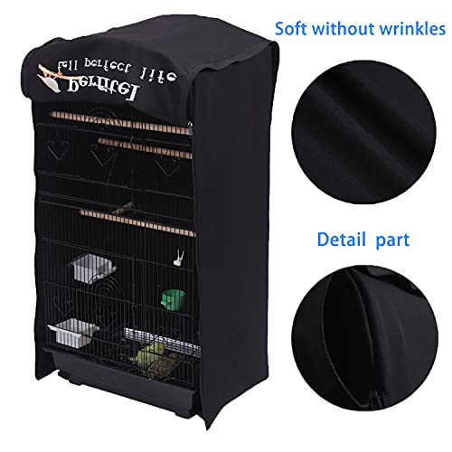 Perfitel Bird Cage Cover(Black) Good Night Birdcage Cover Black-Out Birdcage Cover Durable Breathable Washable Material⦠(18.1Lx14.1Wx36H)