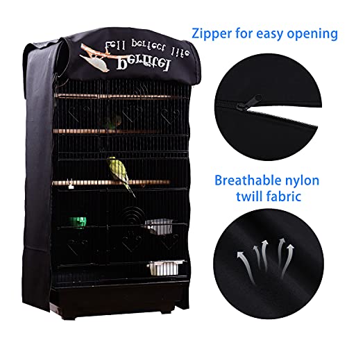 Perfitel Bird Cage Cover(Black) Good Night Birdcage Cover Black-Out Birdcage Cover Durable Breathable Washable Material⦠(18.1Lx14.1Wx36H)