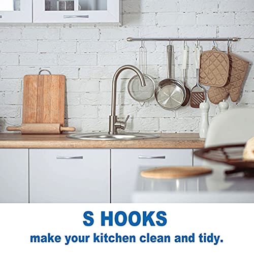 XiangLin Pack of 10 Heavy Duty S Hooks S Shaped Hooks Hanging Hangers Hooks for Kitchen, Bathroom, Bedroom, and Office, for Pan, Pot, Coat, Bag, Plants (3.5x2.4'', White)