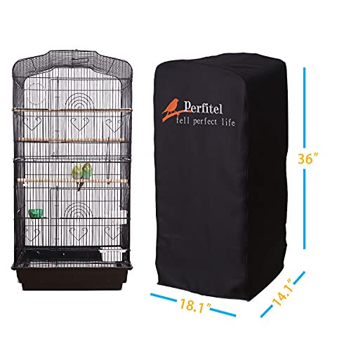 Perfitel Bird Cage Cover(Black) Good Night Birdcage Cover Black-Out Birdcage Cover Durable Breathable Washable Material⦠(18.1Lx14.1Wx36H)