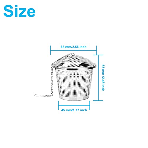 KUFUNG Tea Ball Infuser - Stainless Steel Tea Infusers For Loose Tea With Chain Hook & Saucer - Extra Fine Mesh Tea Strainer For Brew Tea, Spices & Seasonings (L)