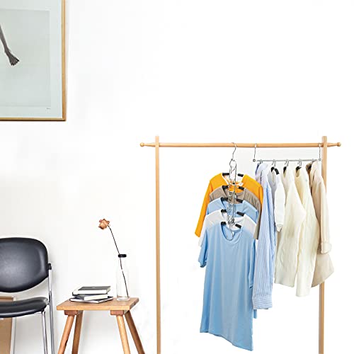 Nature Smile 4 Pack 5 in 1 Anti Slip Clothes Hangers,Space Saver Magic Metal Hangers,Multi Layers Wardrobe Clothes Rack,Heavy Duty Metal Blouse Hanger Closet Storage Organizer
