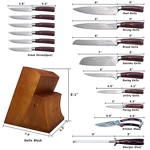 Knife Set 16-Piece Kitchen Knife Set With Wooden Block, Germany High Carbon Stainless Steel Professional Chef Knife Block Set, Ultra Sharp, Forged