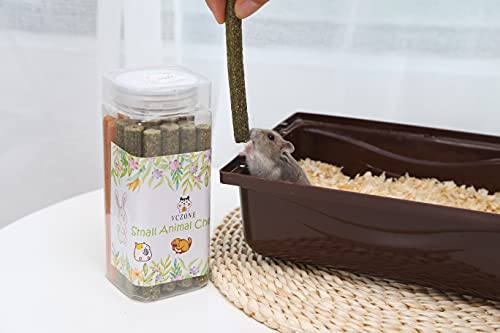 VCZONE Rabbit Chew Toys for Teeth, Timothy Grass Carrot Sticks for Guinea Pig Hamster Chinchilla Squirrel Bunny Small Animals (Timothy + Carrot)