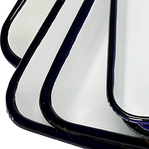 1PCS Handcrafted Vintage Tray White Enamel Home Cake Oven Baking Tray Square Retro Plates (16CMX22CMX3CM)