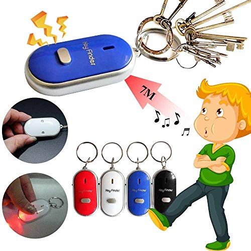 4 Pc Key Finder Locator Anti Lost Keys Keychain Tracker Whistle Sound LED Light
