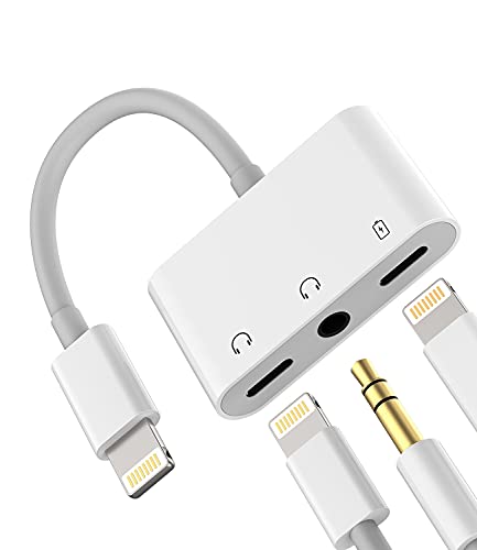 Compatible for iPhone Headphone Adapter Compatible with Lightning to 3.5mm Audio Jack and Charger Dongle Earphone Splitter 11 12Mini pro xs xr x 7 8Plus for Ipad Converter charging connector for Apple