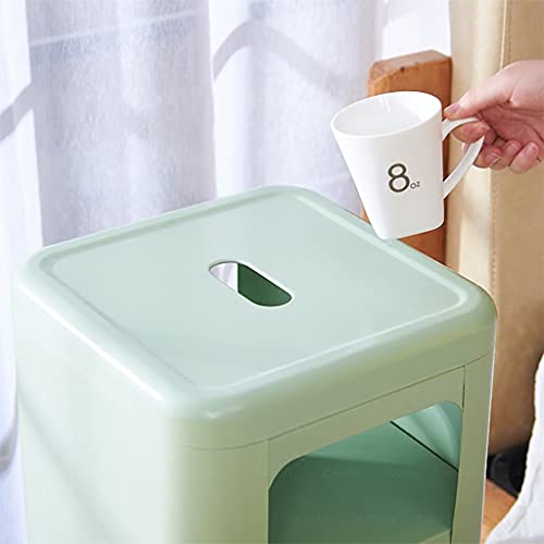 Storage Newspaper Baskets Magazine Rack Bedroom Bedside Table Living Room Bay Window Bedside Cabinet Wrought Iron Rack (Color : Green, Size : 292965cm)