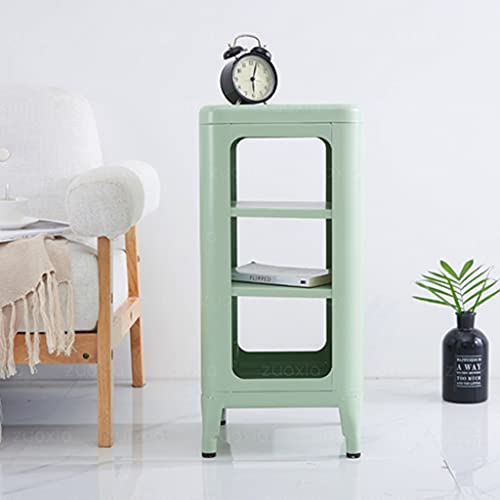 Storage Newspaper Baskets Magazine Rack Bedroom Bedside Table Living Room Bay Window Bedside Cabinet Wrought Iron Rack (Color : Green, Size : 292965cm)