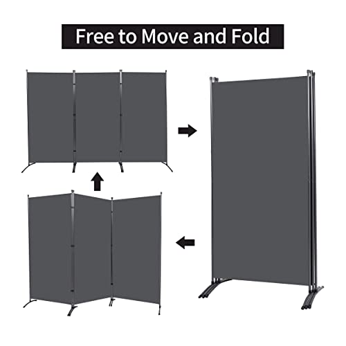 JVVMNJLK Indoor Room Divider,Portable Office Divider,Convenient Movable(3-Panel),Folding Partition Privacy Screen for Bedroom,Dining Room, Study,102" W x 19.7" D x 71.3" H,Dark Gray