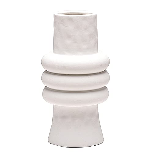 ANDING White Ceramic Vase is a Nordic Minimalist Style Decoration, Creative Vase, Used for Decoration, Kitchen, Office Or Living Room, Modern Geometric Decorative Vase for Home Decoration (A398White)