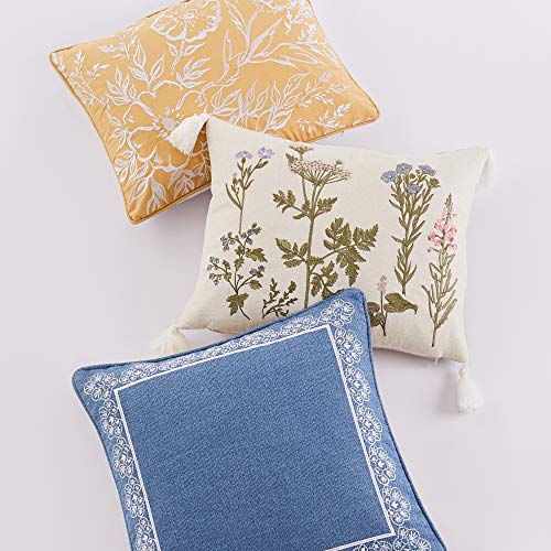 Levtex Home Villa Lugano Apolonia - Decorative Pillow (18 x 18in.) - Embroidered Border - Blue and White