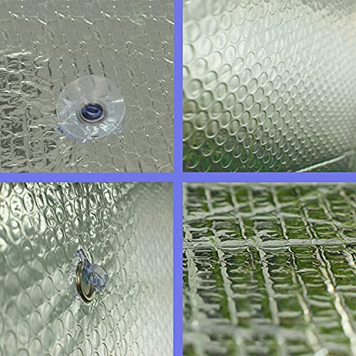 RV Door Window Cover, RV Window Shade for Heat Insulation and UV Protection, Camper Accessories for Travel Trailers with Two Large Diameter Suction Cup, Hook and Loop Fastener, 16 x 25, Silver