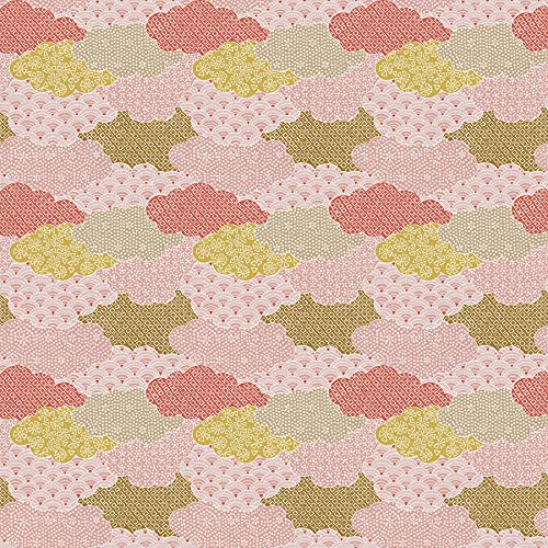 PBS Fabrics Moon Rabbit, Coral, Organic Double Gauze by The Yard