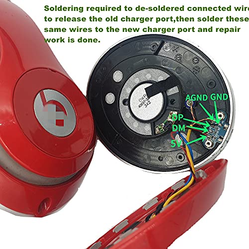 Studio 2 Charging Port Replacement for Beats studio2 Headphones, Beats Headphones Charging Port, Beats Studio 2 Headphones Micro USB Port, Studio 2.0 USB Charging Board Repair Kit
