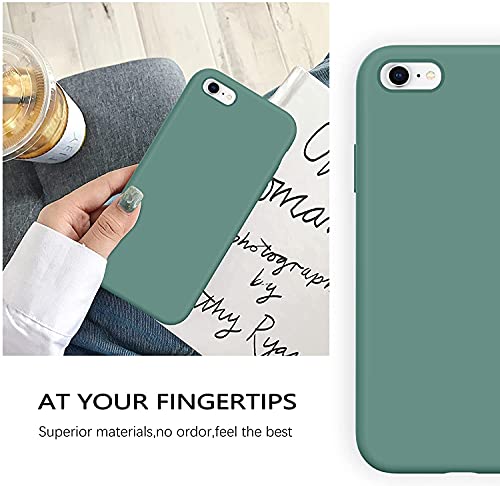 GUAGUA iPhone 6s Case iPhone 6 Case Liquid Silicone Soft Gel Rubber Slim Thin Light Microfiber Lining Cushion Texture Cover Shockproof Full Body Protection Phone Cases for iPhone 6/6S Pine Green
