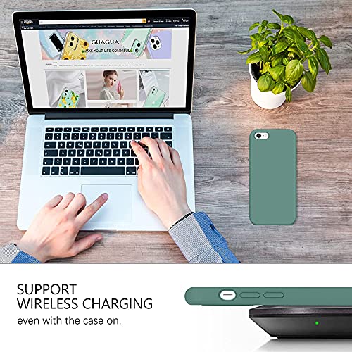 GUAGUA iPhone 6s Case iPhone 6 Case Liquid Silicone Soft Gel Rubber Slim Thin Light Microfiber Lining Cushion Texture Cover Shockproof Full Body Protection Phone Cases for iPhone 6/6S Pine Green