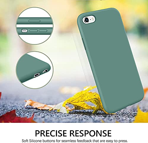 GUAGUA iPhone 6s Case iPhone 6 Case Liquid Silicone Soft Gel Rubber Slim Thin Light Microfiber Lining Cushion Texture Cover Shockproof Full Body Protection Phone Cases for iPhone 6/6S Pine Green