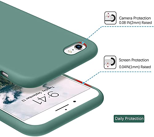 GUAGUA iPhone 6s Case iPhone 6 Case Liquid Silicone Soft Gel Rubber Slim Thin Light Microfiber Lining Cushion Texture Cover Shockproof Full Body Protection Phone Cases for iPhone 6/6S Pine Green