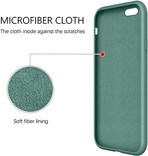GUAGUA iPhone 6s Case iPhone 6 Case Liquid Silicone Soft Gel Rubber Slim Thin Light Microfiber Lining Cushion Texture Cover Shockproof Full Body Protection Phone Cases for iPhone 6/6S Pine Green