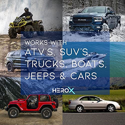 HEROX 1β x 30ft Kinetic Recovery Rope Kit - Offroad Tow Strap - Heavy Duty Tow Rope for Trucks ATV Vehicles SUV and UTV - Comes with 2 Soft Shackles and Storage Bag - Blue