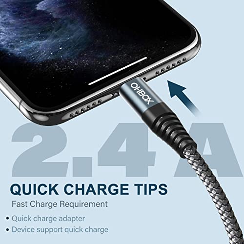 ohbox Short iPhone Charger Cable 3Pack 12 inch Lightning Cable 1FT iPhone Charging Cord Compatible with iPhone 14/13/12/11/Pro/Max/Mini/X/Plus/8/7/6/5S/SE/Plus/iPad