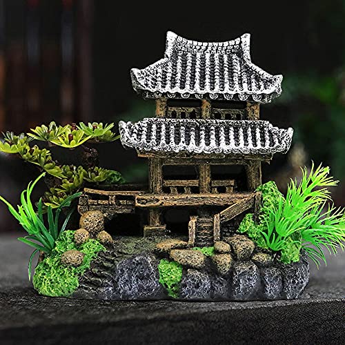 IBWell Classical Large Chinese Building Resin Aquarium Castle Decorations Fish Tank Ornaments